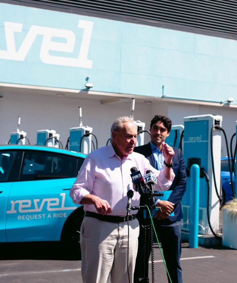 Charged EVs | Senator Schumer takes Revel’s millionth electric ride in ...