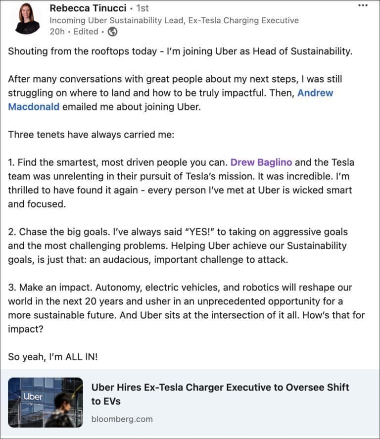 Charged EVs | Uber hires former Tesla Head of Charging Rebecca Tinucci ...